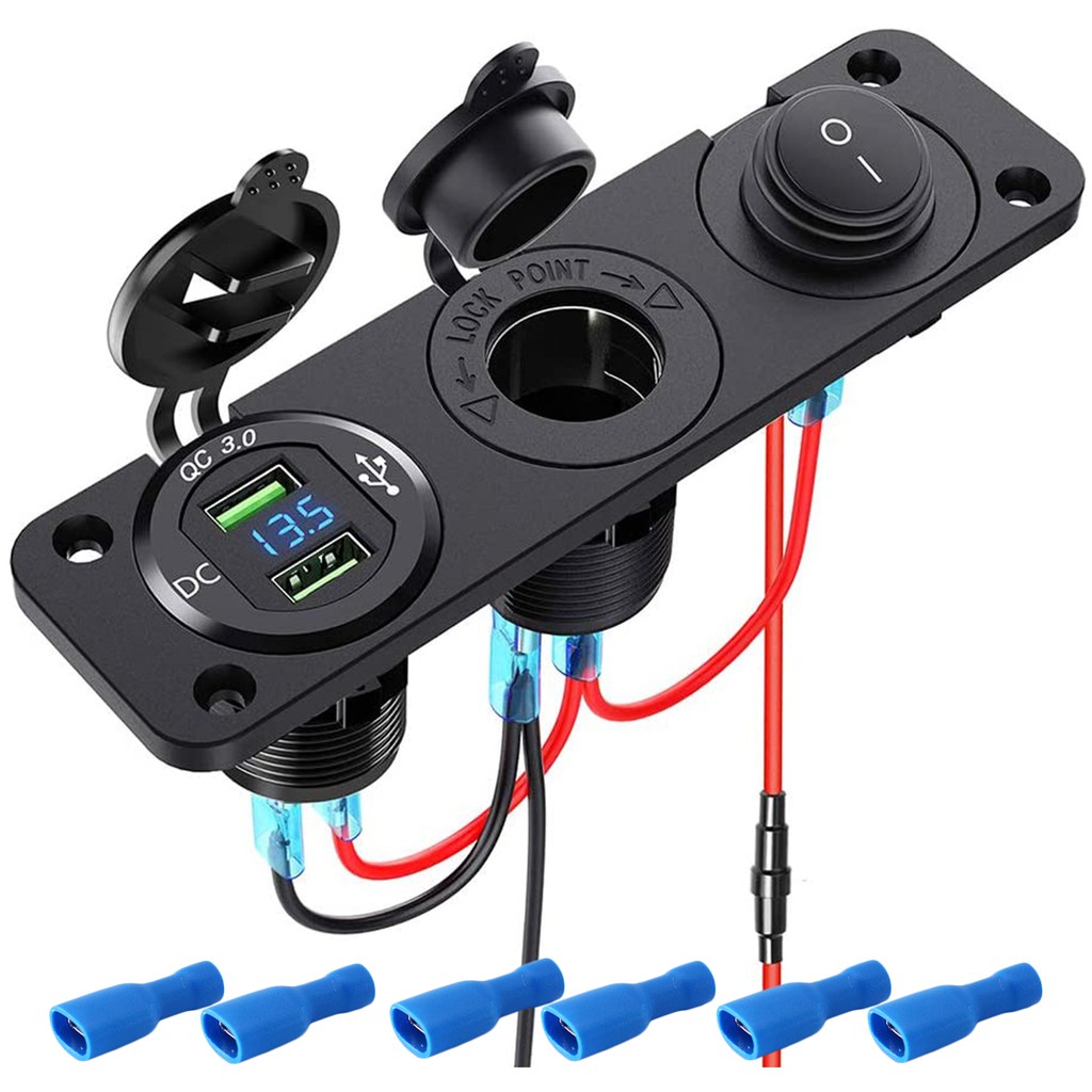 (Ready Stock )Cigarette Socket Panel with QC 3.0 Dual USB Car Socket ...