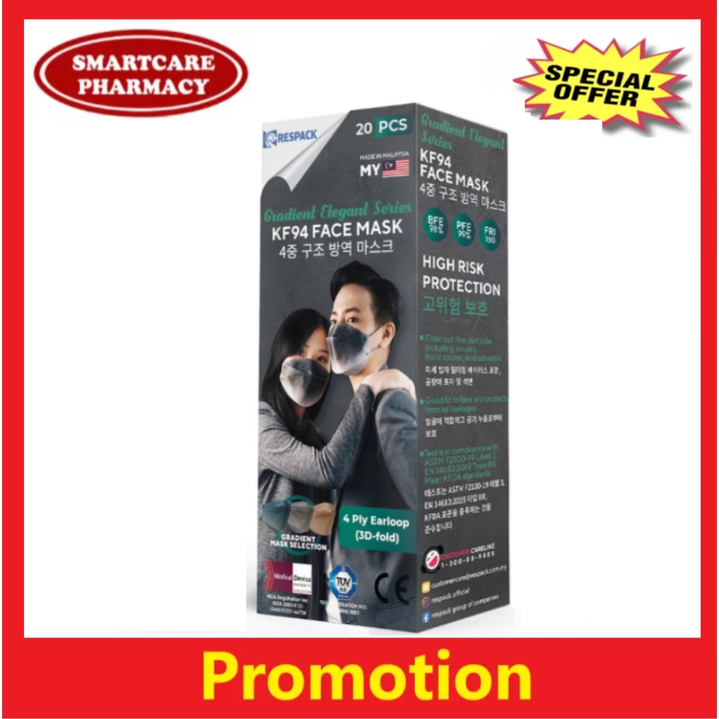 RESPACK KF94 Face Mask 20's- Elegant Gradient Series (Dim Grey ...