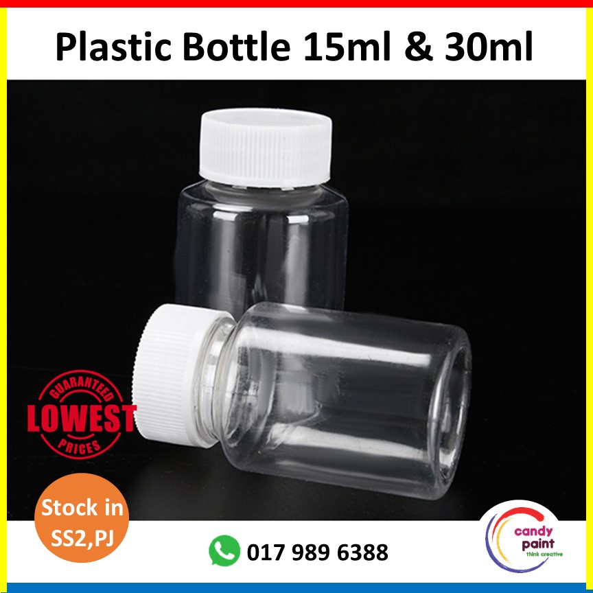 Plastic Bottle Botol Plastik 15ml, 30ml 塑料罐子 White Empty Medicine ...