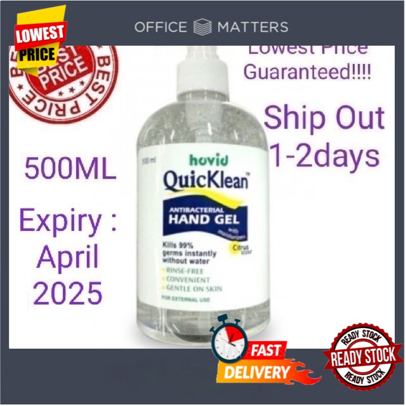 [Office Matters] HOVID QUICKLEAN Hand Sanitizer 500ML- Gel | Shopee ...
