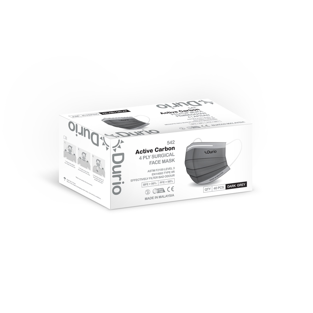 Durio 542 Active Carbon 4 Ply Surgical Face Mask - 40 pcs | Ready Stock ...