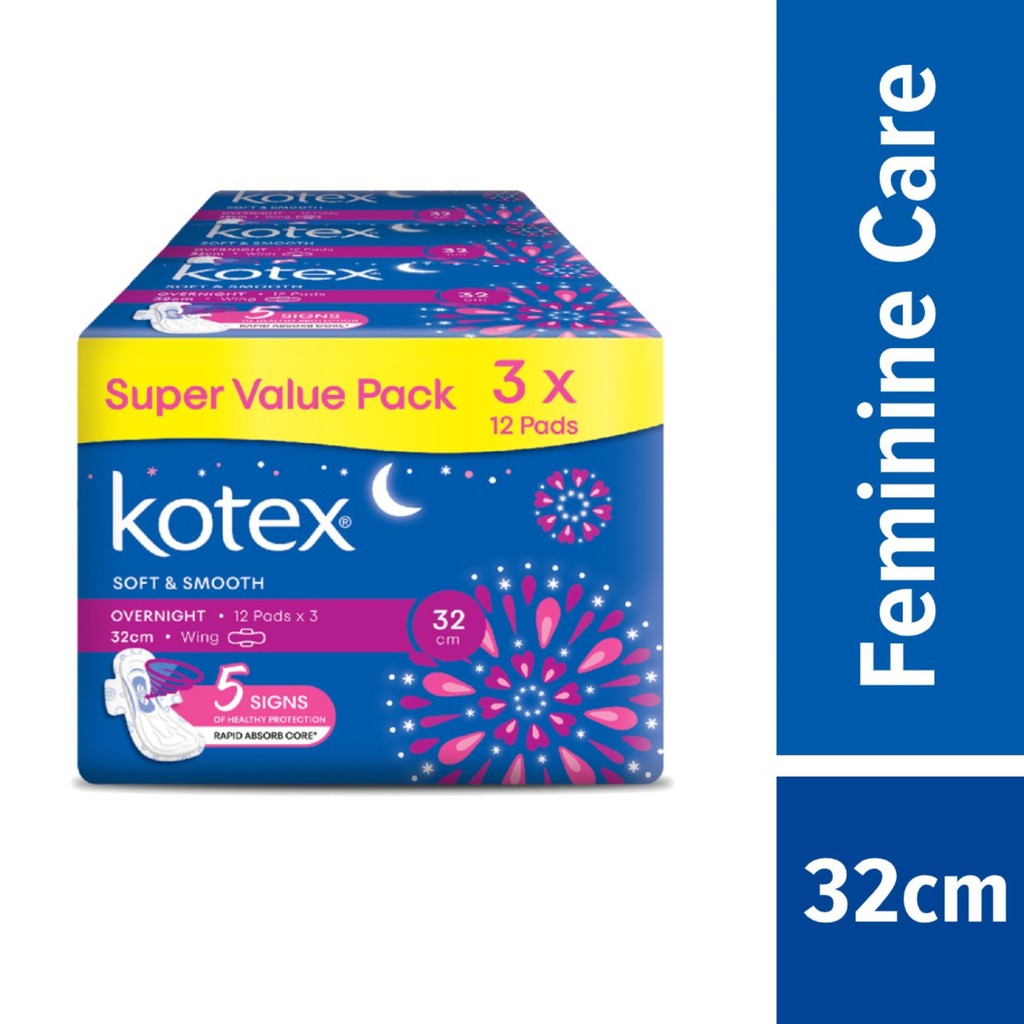 KOTEX 32cm Overnight with Wing 🔥3 packs RM13.38🔥 | Shopee Malaysia