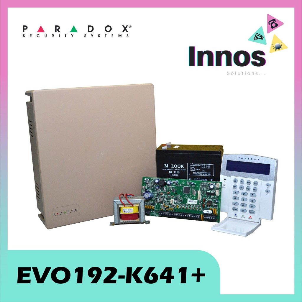 PARADOX EVO192-K641+ (192-ZONE CONTROL PANEL with 32-CHARACTER BLUE LCD ...