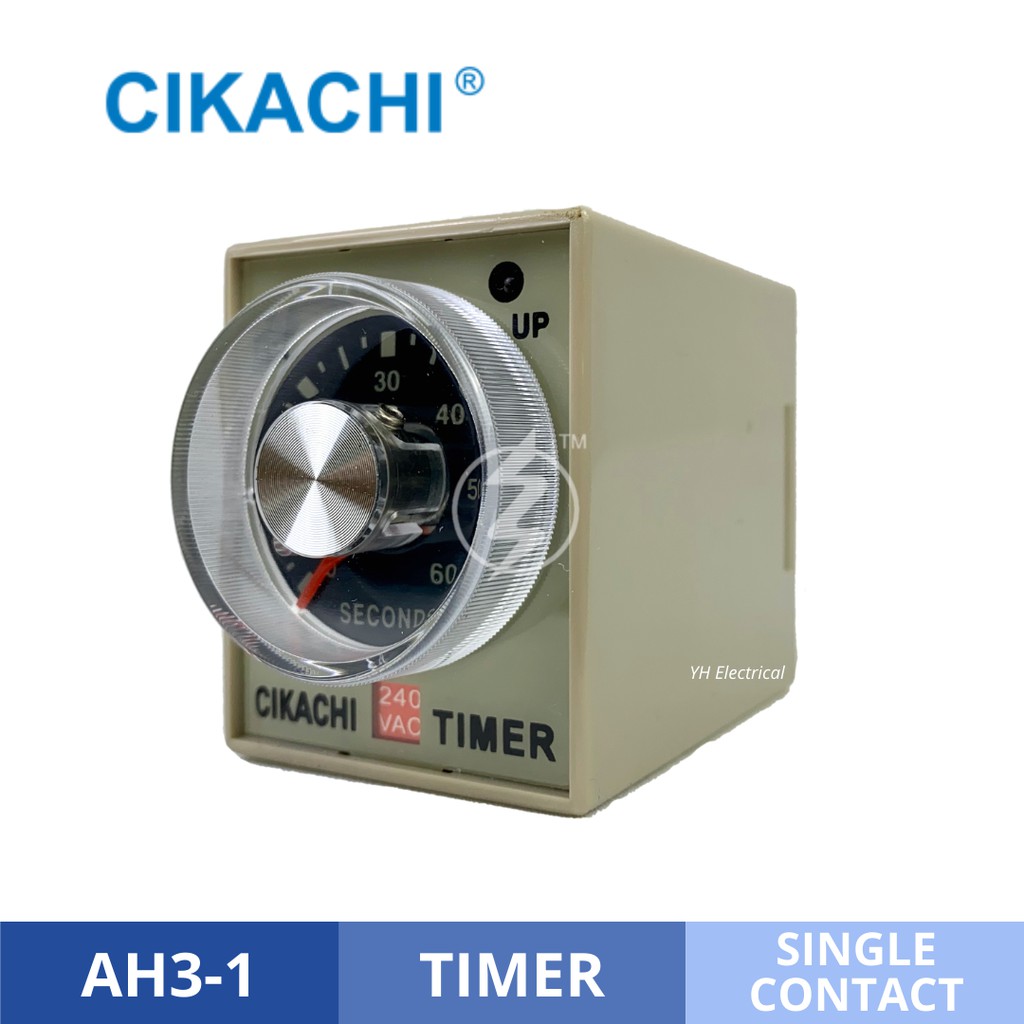 CIKACHI CKC IC Timer Relay AH3-1 10/30/60 Second 240VAC Analogue Type on Delay Single Contact ...