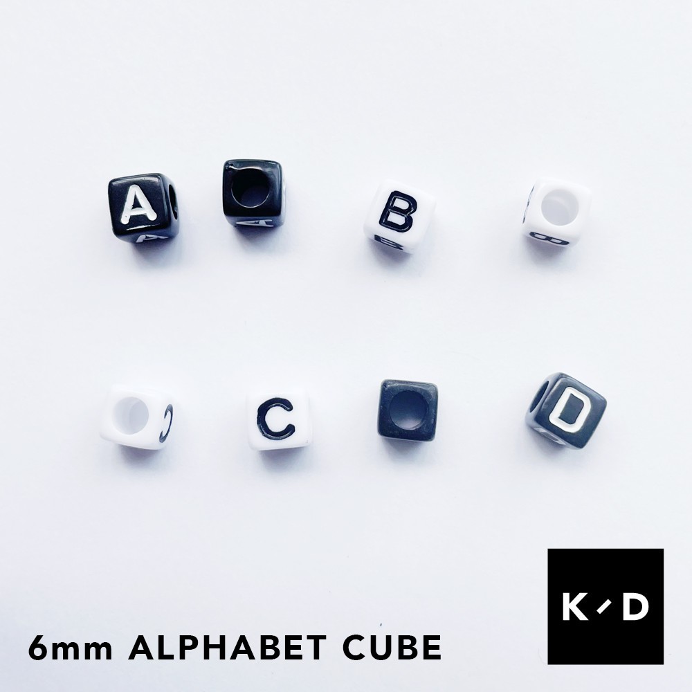 ABC LETTER 10Pcs 6mm Acrylic DIY Cube Square Alphabet Beads Bracelet ...