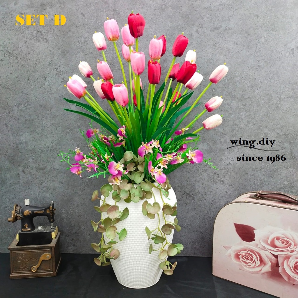 [NEW DESIGN] ARTIFICIAL TULIP FLOWER WITH OVAL SHAPE PLASTIC FLOWER POT ...