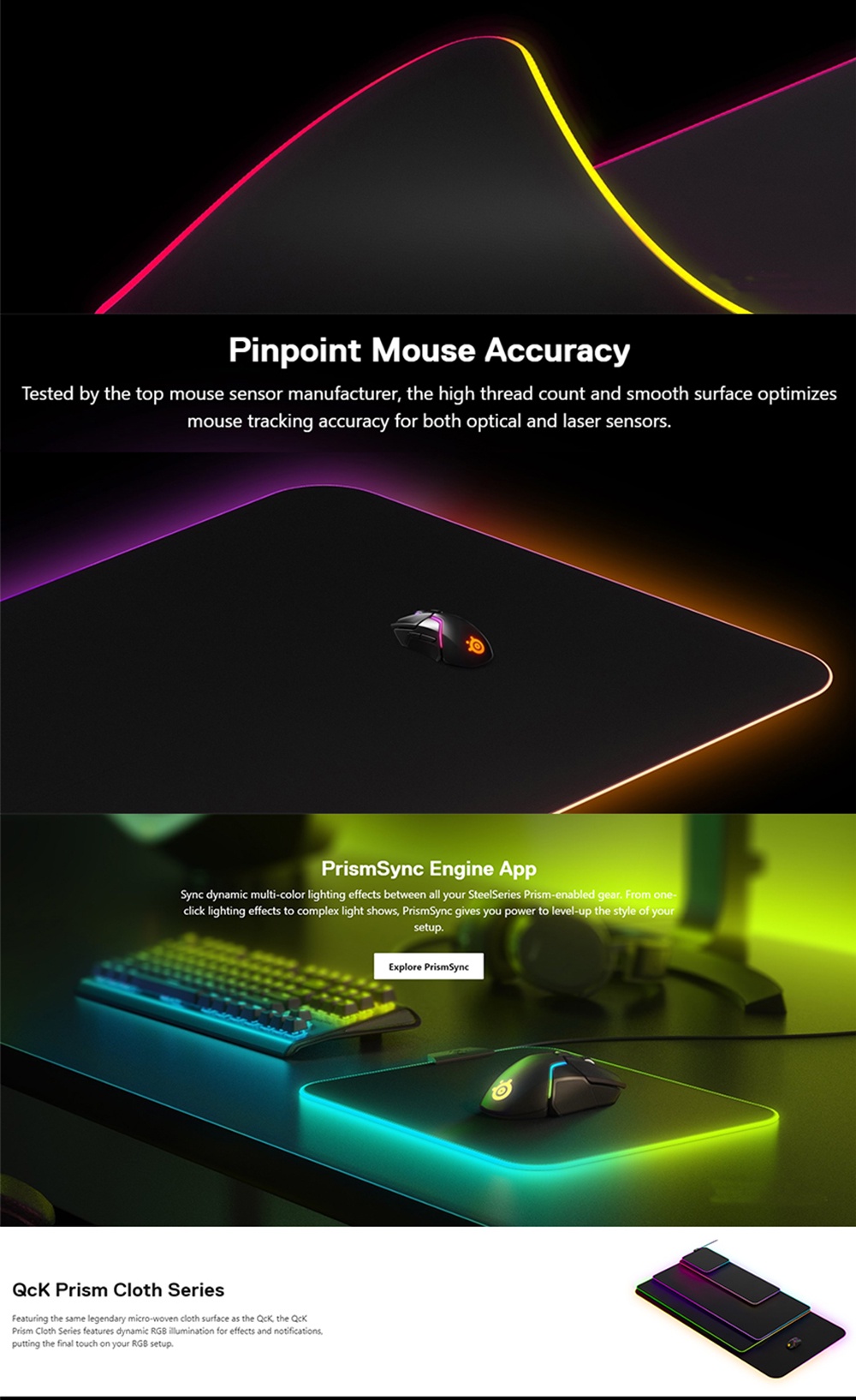 SteelSeries QcK Prism Cloth 3XL RGB Gaming Mouse Pad (1220mm x 590mm x ...