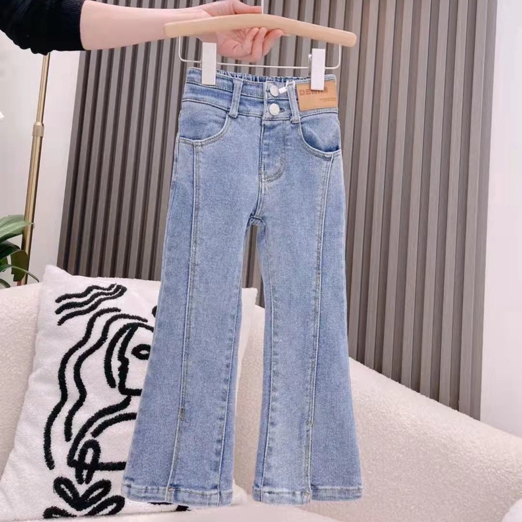 2024 Kids Jeans Girl Pants Flared Trousers Split Pants Bell Bottom ...