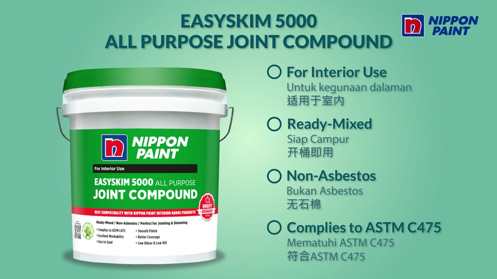 Nippon Paint Easyskim 5000 All Purpose Joint Compound 5kg | Shopee Malaysia