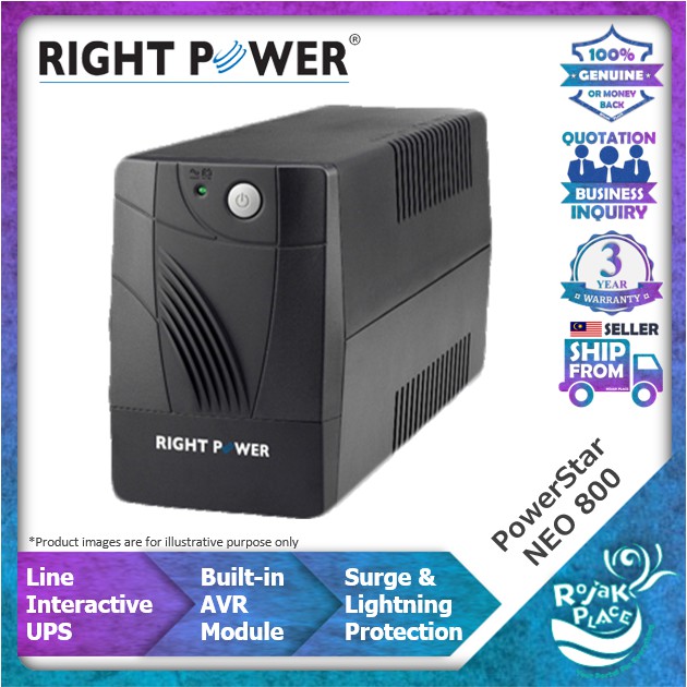 Right Power PowerStar Neo 800 VA UPS Uninterruptible Power Supply Auto ...
