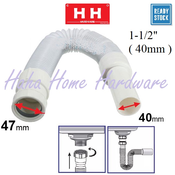 Paip Sinki Dapur Fleksibel ; Flexible Waste UPVC Drainage Hose in Sink ...