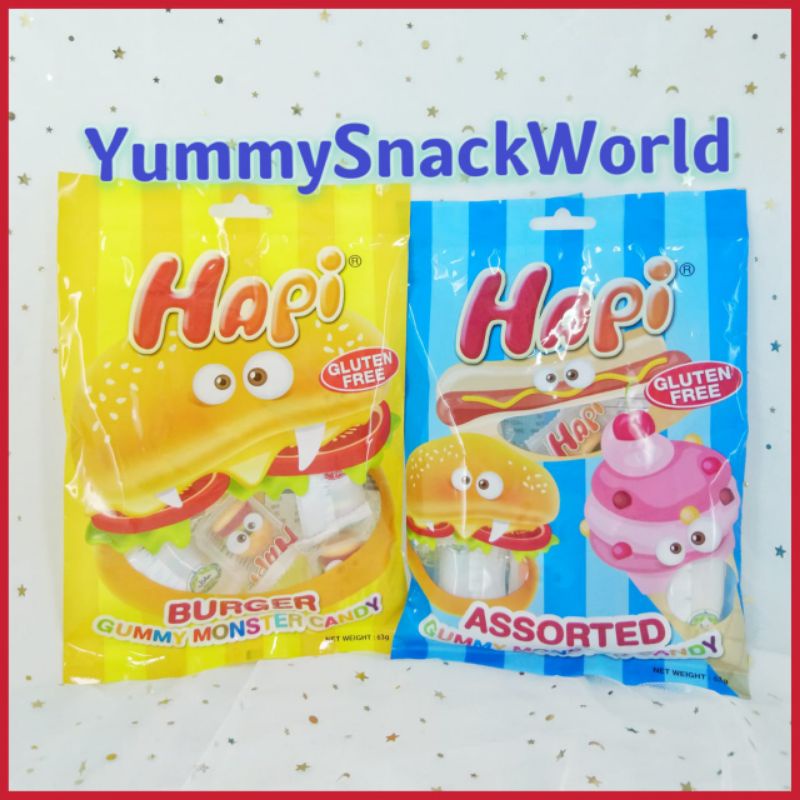 Hapi Burger / Assorted Gummy Monster Candy 63g (Ready Stock) | Shopee ...