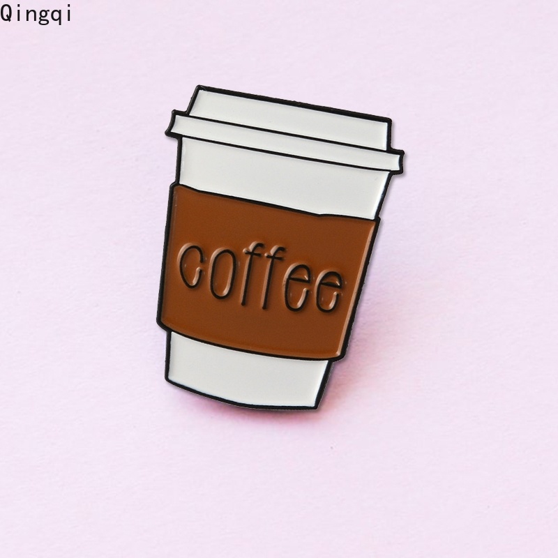 Cartoon Coffee Enamel Pins Coffee Travel Mug Brooches Badges Coffee ...
