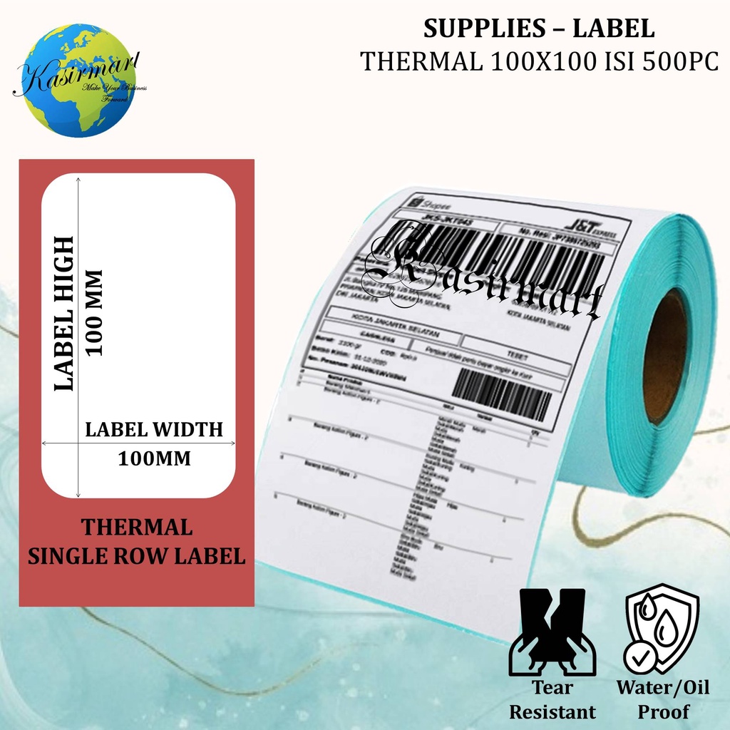 Thermal Label 100x100mm Contents 500 Sticker Paper 100x100 core 1inch ...
