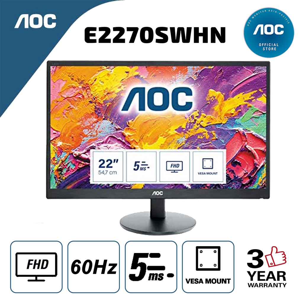 AOC E2270SWHN Tiltable WLED Monitor (21.5"/FHD/TN/60Hz/5ms) | Shopee ...
