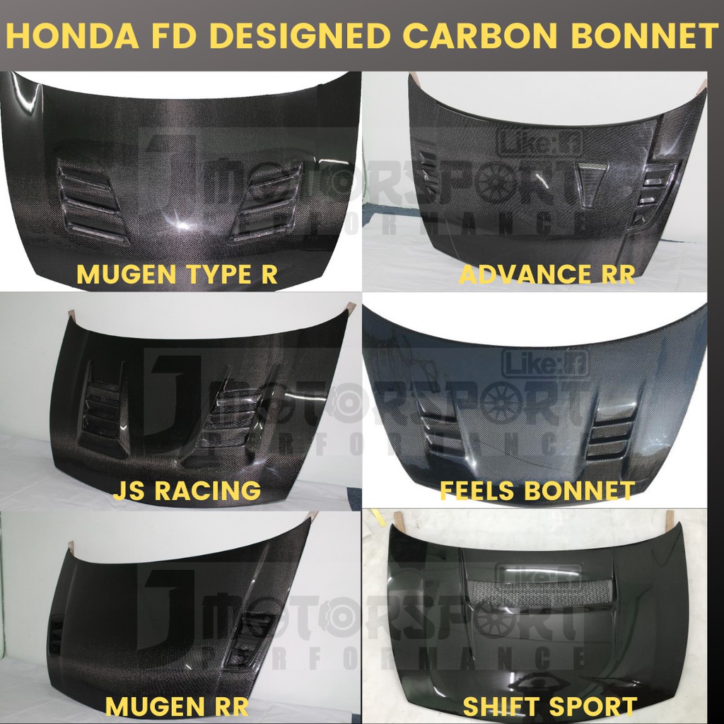 HONDA CIVIC FD DESIGNED CARBONFIBER / FIBER BONNET HOOD TYPE R ...