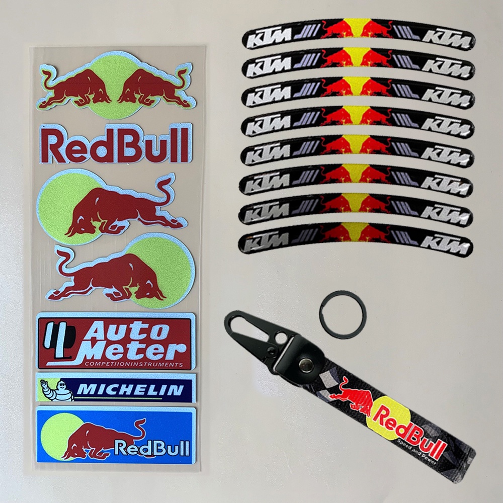 Red Bull Reflective Sticker Motorcycle Racing Car Universal Sticker ...