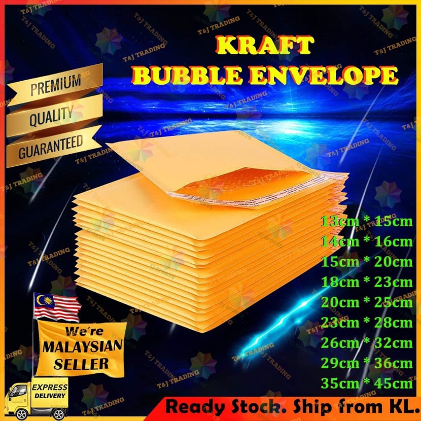 Kraft Bubble Mailer Envelope Yellow Bubble Wrap Kraft Mailer Courier ...