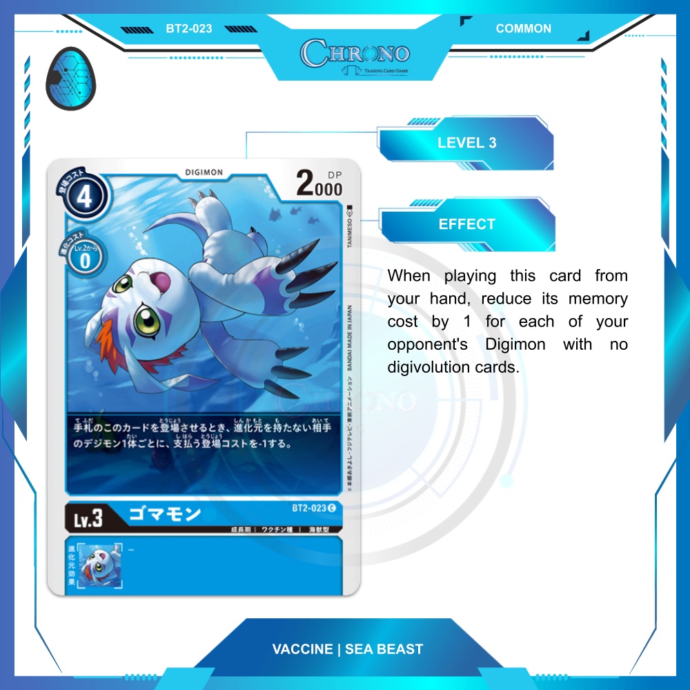 BT2-023 | Gomamon | Common | Digimon Card Single | Chrono TCG ...