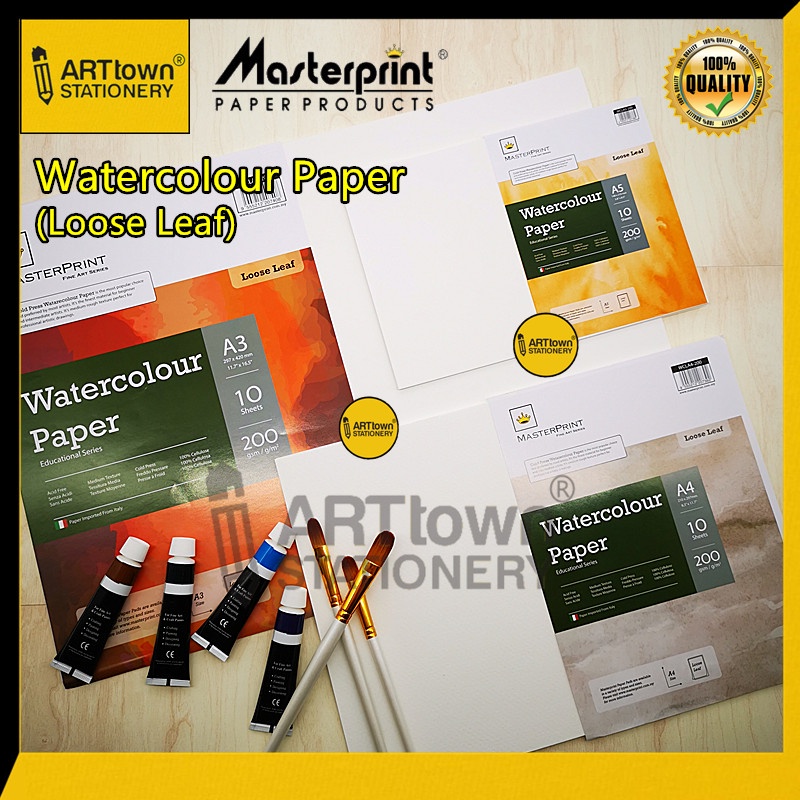 Masterprint - Watercolour Paper Loose Sheets A5 / A4 / A3 200 Gsm ...