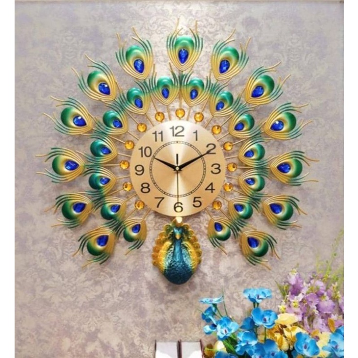 peacock wall clock, living room, household fashion, European light ...