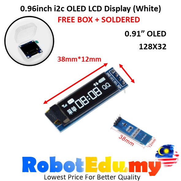 0.91" / 0.96" inch 128x32 128x64 I2C IIC OLED LCD LED White / Blue ...