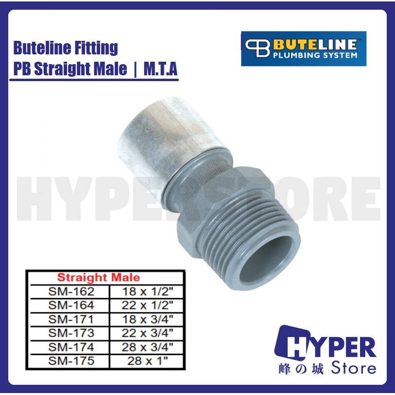Buteline Fitting | PB Straight Male| M.T.A | Withstand Hot Water ...
