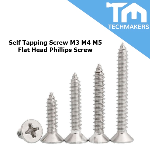 M3 M4 M5 CSK Self Tapping Screw 304 Stainless Steel 6~50mm Flat Head ...