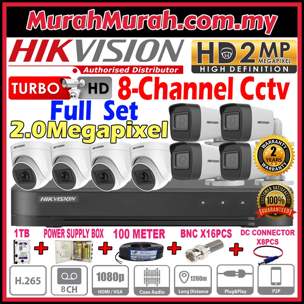 HIKVISION 2MP Full Set 🌟8-CHANNEL🌟 Full HD 1080P HIK CCTV 8CH DVR ...
