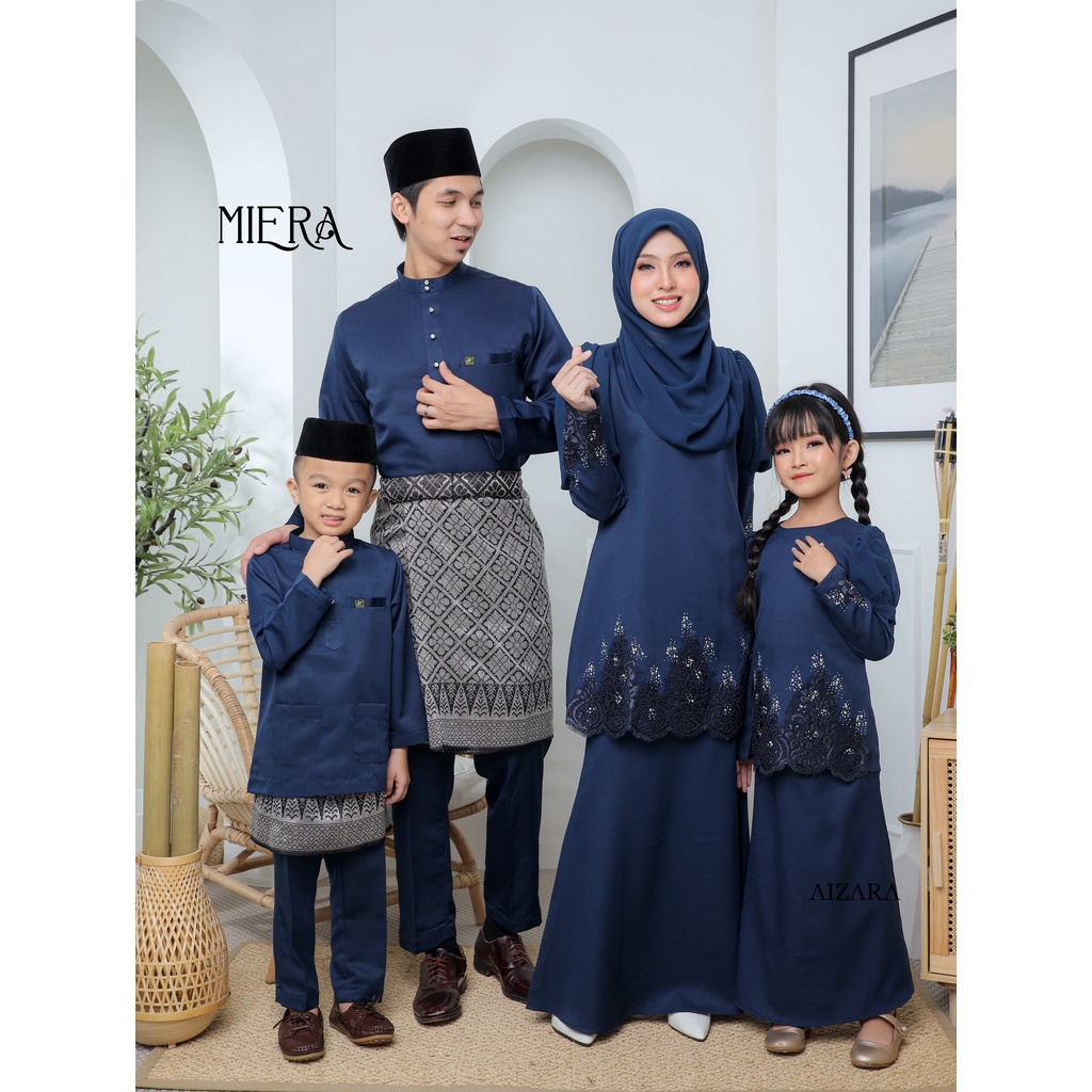 Set Raya Set Family Warna Navy BlueBaju Kurung Moden Miera Baju Raya ...