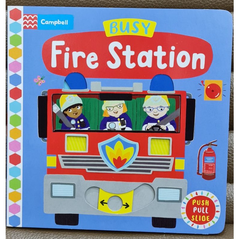 Busy Fire Station (push pull slide board book) Suitable For 1+ Thick ...