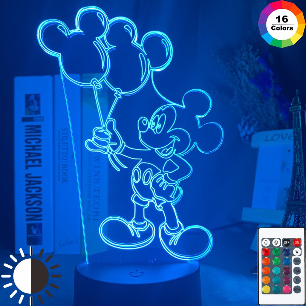 3d Led Night Lamp Mickey Mouse Air Balloon Figure Nightlight for Kids ...