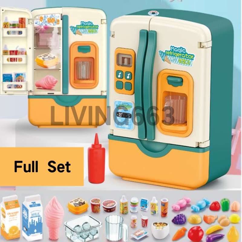 💥Mini Refrigerator Toy Kitchen Playset Magic Refrigerator Spraying Mist ...