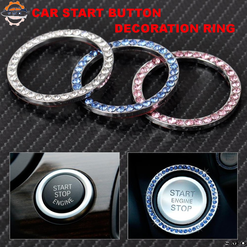 32mm Diamond Car Key Hole Ring Decoration Accessories Engine Keyless ...