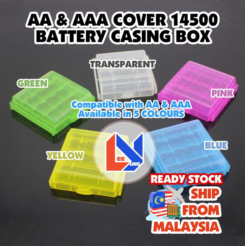 AAA Battery Case AA Case 14500 Plastic Casing Cover Box Safe Batt ...