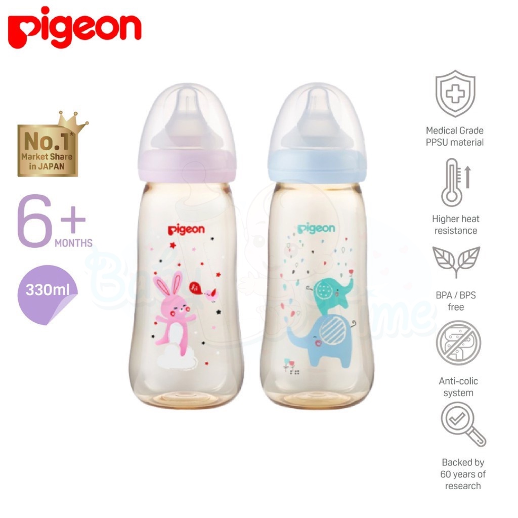 Pigeon Softouch Wide Neck PPSU Bottle Elephant/ Rabbit 330ml | Shopee Malaysia
