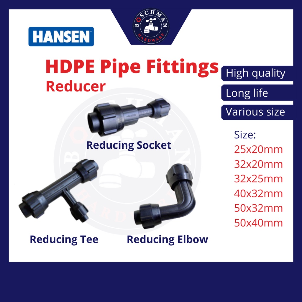 HANSEN Fittings Connector System Poly pipe fittings reducer HDPE water ...