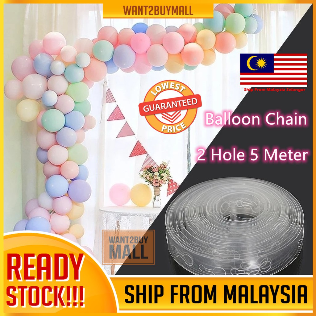 🇲🇾 Balloon Connect Chain 2 Holes 5m Strip Irregular Long For Wedding ...