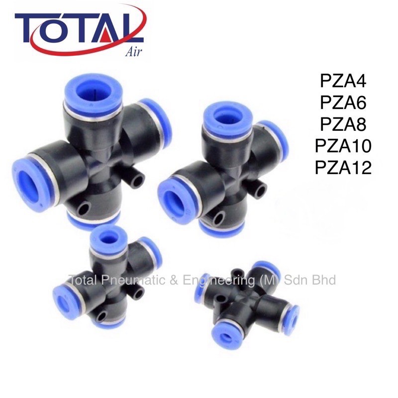 PZA Series 4 Way Union Cross PZA4,PZA6,PZA8,PZA10,PZA12 Pneumatic Push In Fitting One Touch ...