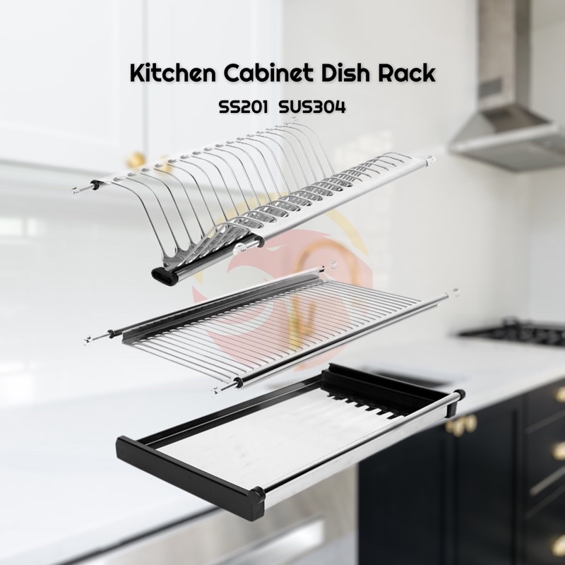 Modern Luxury Kitchen Cabinet Dish Rack Stainless Steel Kabinet Dapur ...