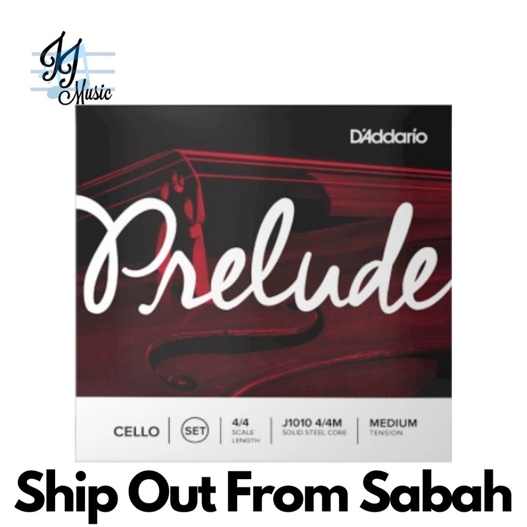 D'Addario J1010 4/4M Prelude Cello String Set 4/4 Scale Medium Tension ...