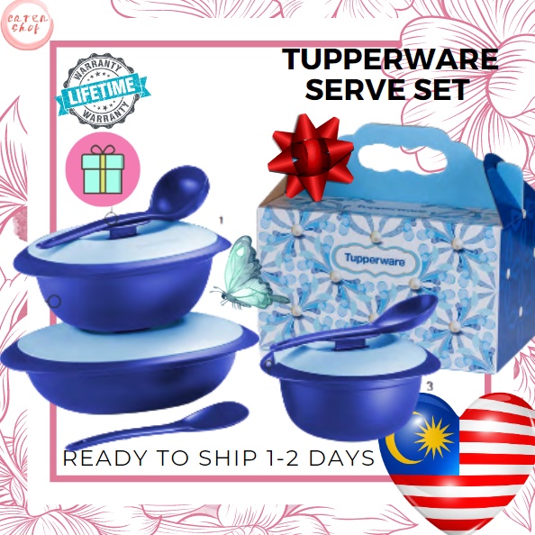 🎁 Hadiah Tupperware🎁Wish card 🎁Microwave Royale Blue Serveware Set Gift ...
