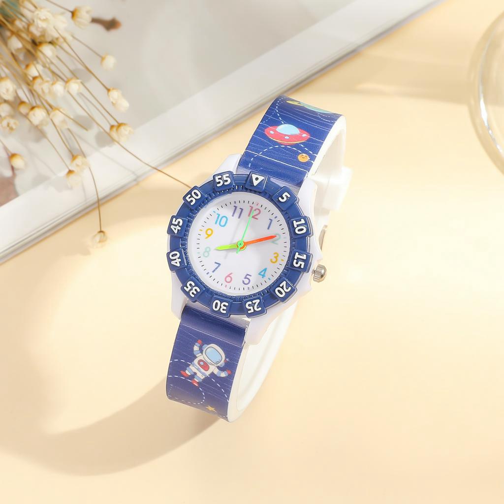New children's striped astronaut pattern student watch Cute primary ...