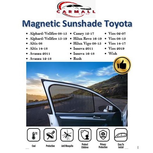 Toyota Fully Magnetic Sunshade ALPHARD/VELLFIRE/AVANZA/ALTIS/CAMRY ...