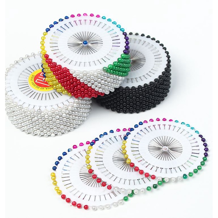 40Pcs Multicolor Black White Sewing Pins Plastic Pearl Head Needle Pins ...