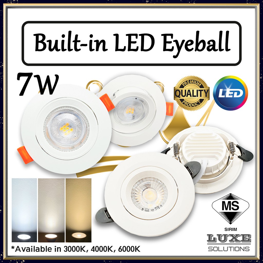 [SIRIM] LED 6W/7W Eyeball Spotlight Reessed Downlight Ceiling Fitting ...