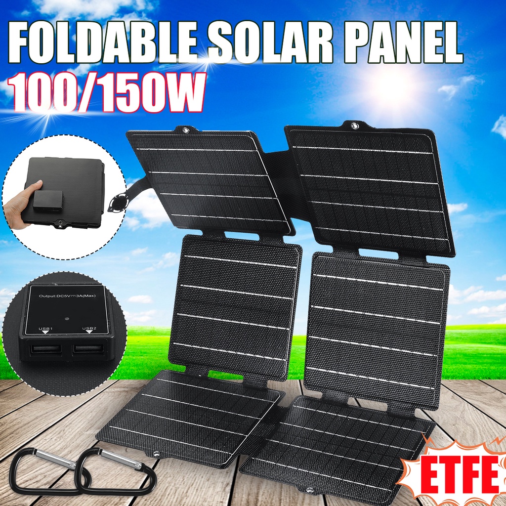 300W 5V Foldable Solar Panel Dual USB Flexible Portable Small ...