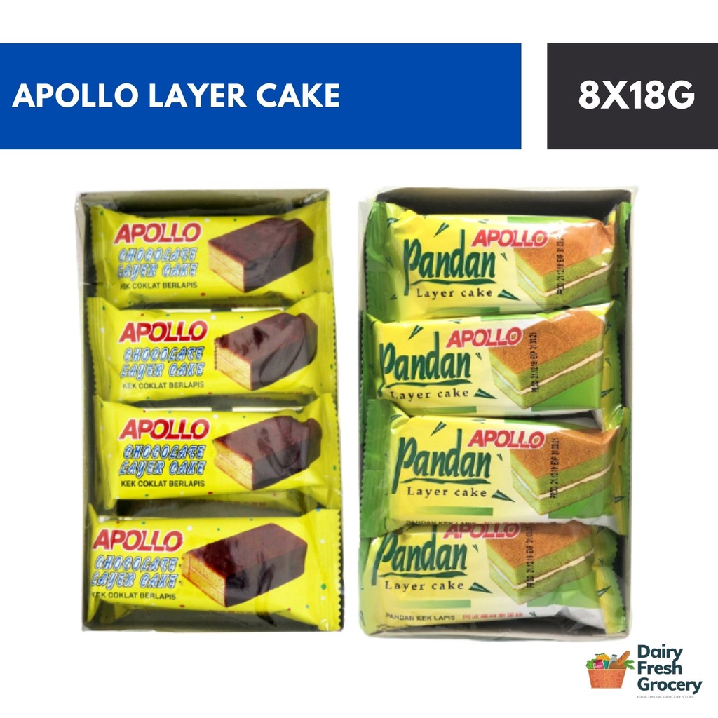 Apollo Layer Cake - 8s x18g (Flavor: Chocolate / Pandan) | Shopee Malaysia