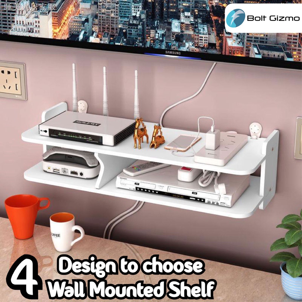 Wifi Router Wall Rack Shelf Modem Holder Space Saving Shelf TV Rack Box ...