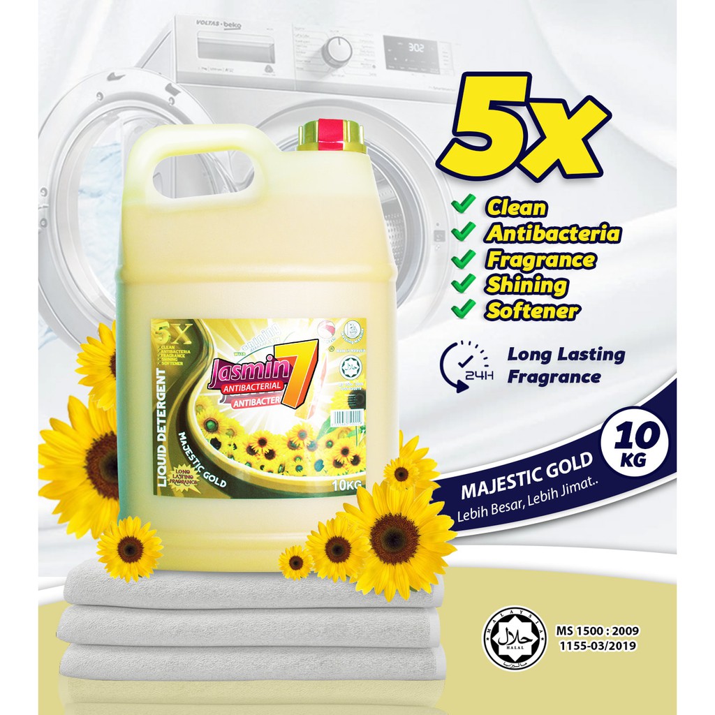 SABUN KAIN 5-IN-1 10KG/10LITER / HALAL / LIQUID DETERGENT / BESAR JIMAT WANGI JASMIN 7 BERBALOI2 ...